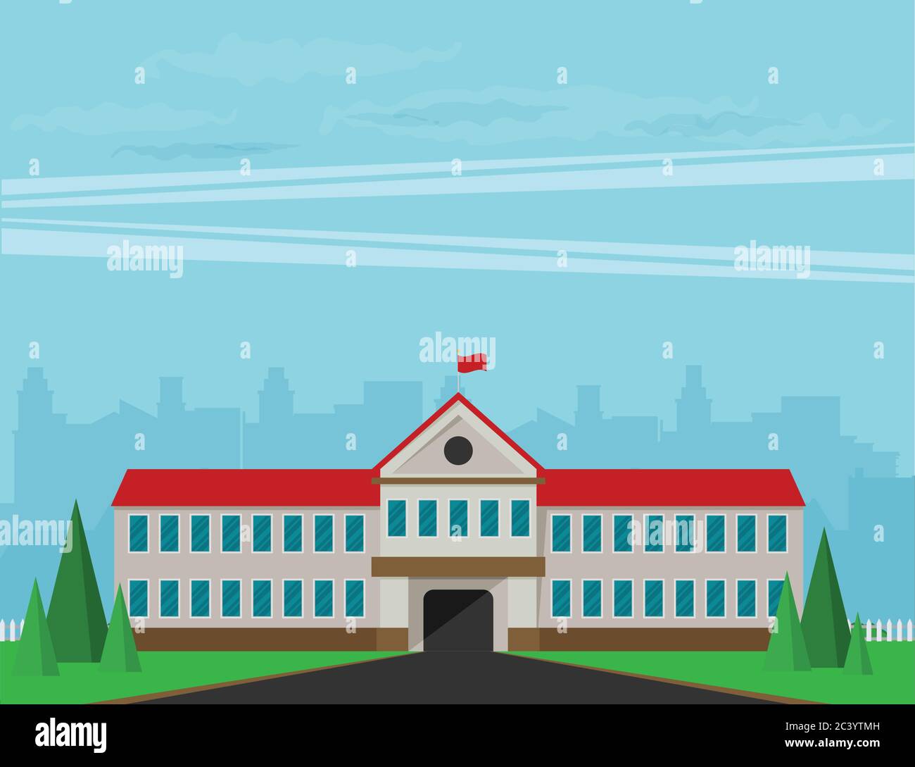 flat illustration of school building for back to school Stock Vector ...