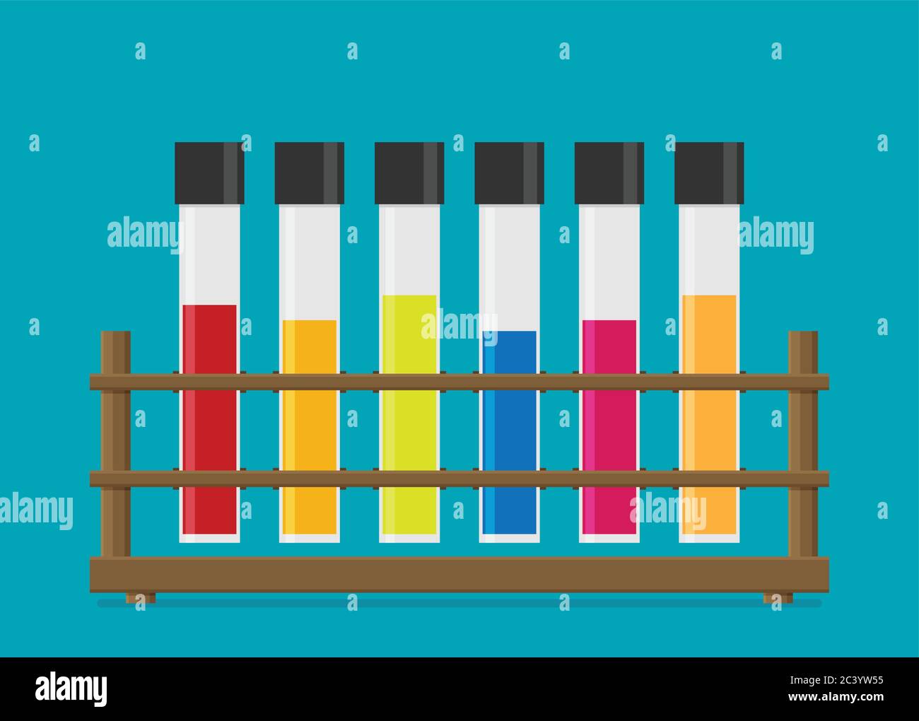 Flat vector multicolor test tubes liquid in rack Stock Vector Image ...