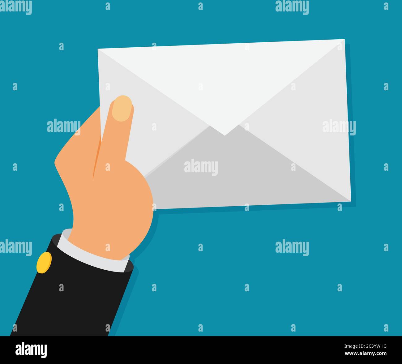 White envelope letter with counter notification, postman hand, concept ...