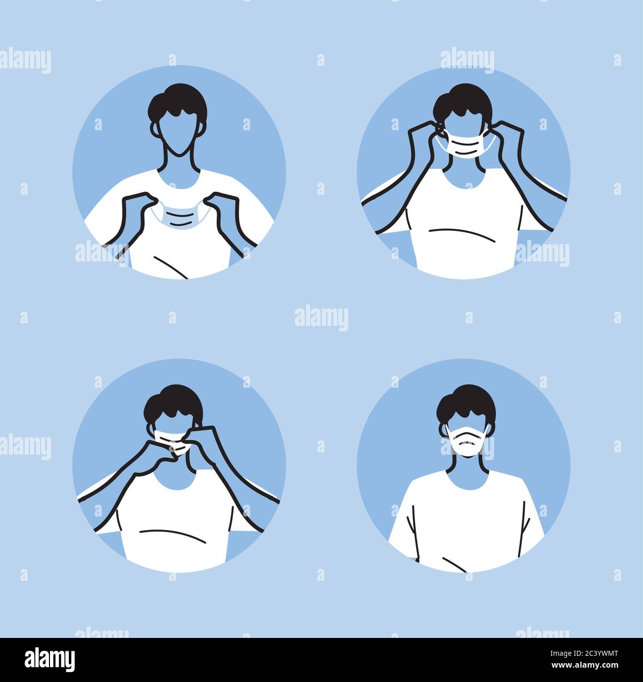 how to wear a mask correct, men presenting the correct method of ...