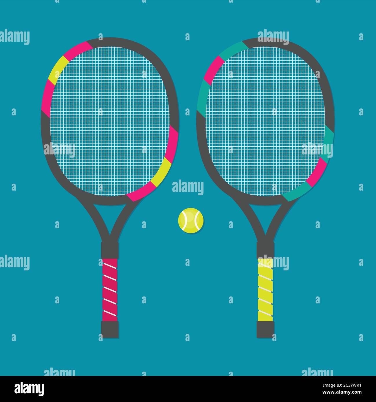 Vector set of tennis rackets and tennis ball Stock Vector Image & Art ...