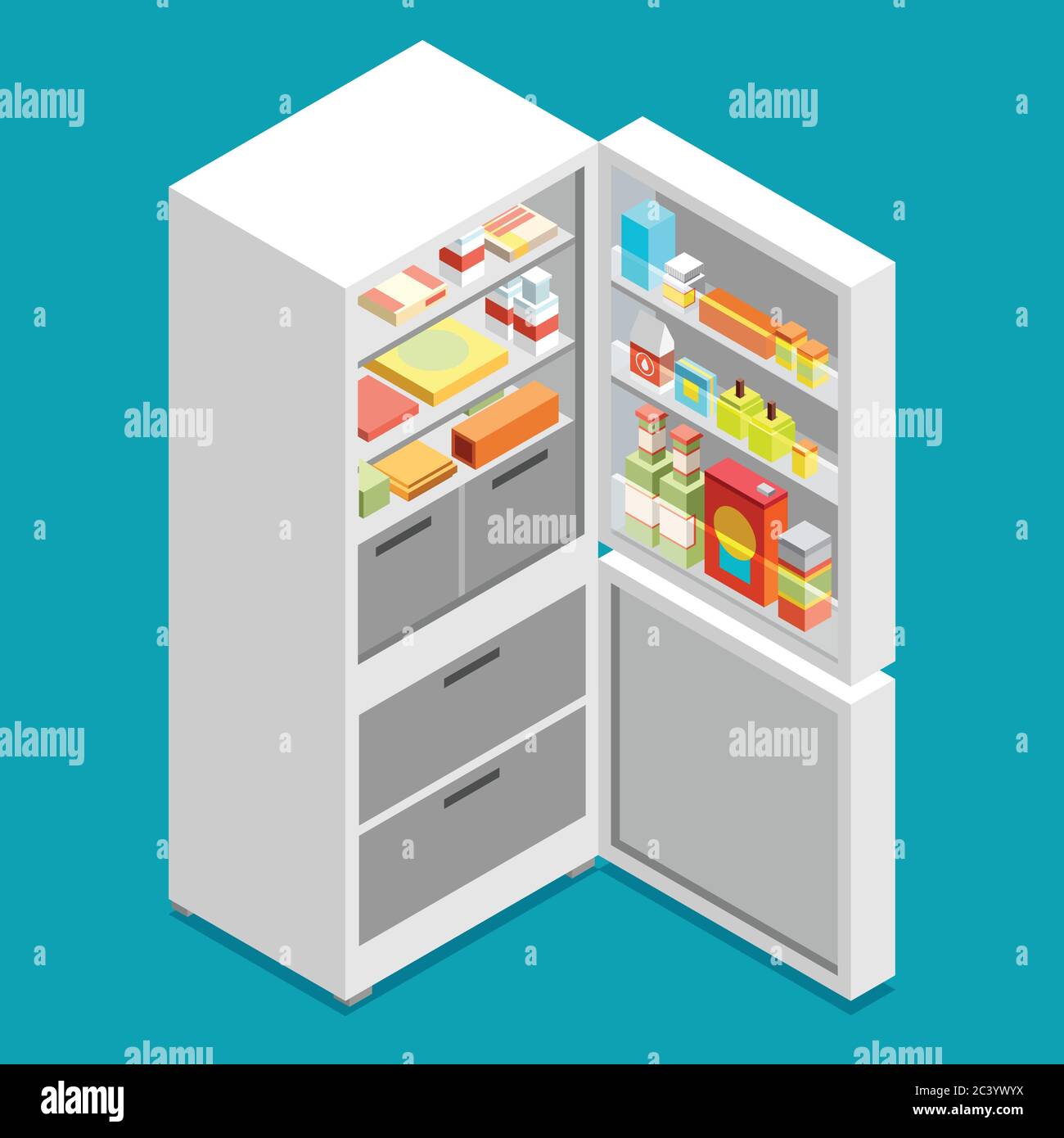 Isometric fridge. flat illustration icon Stock Vector Image & Art - Alamy