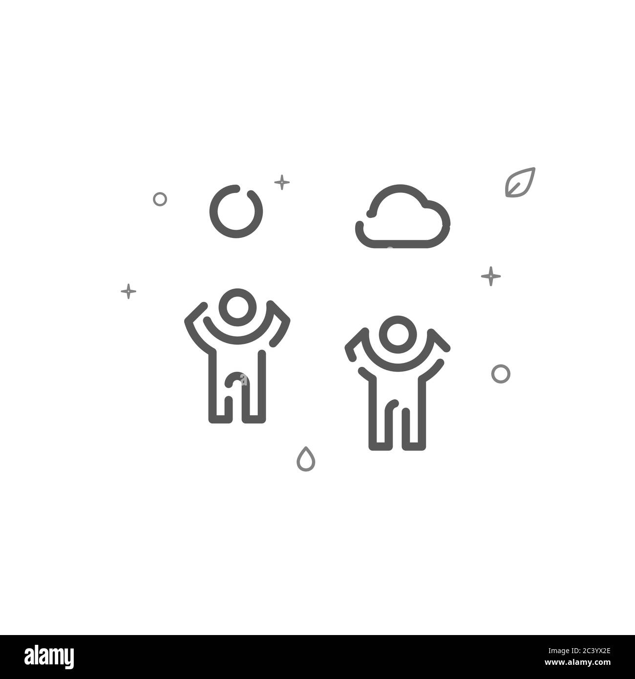 People enjoy good weather simple vector line icon. Environment ...