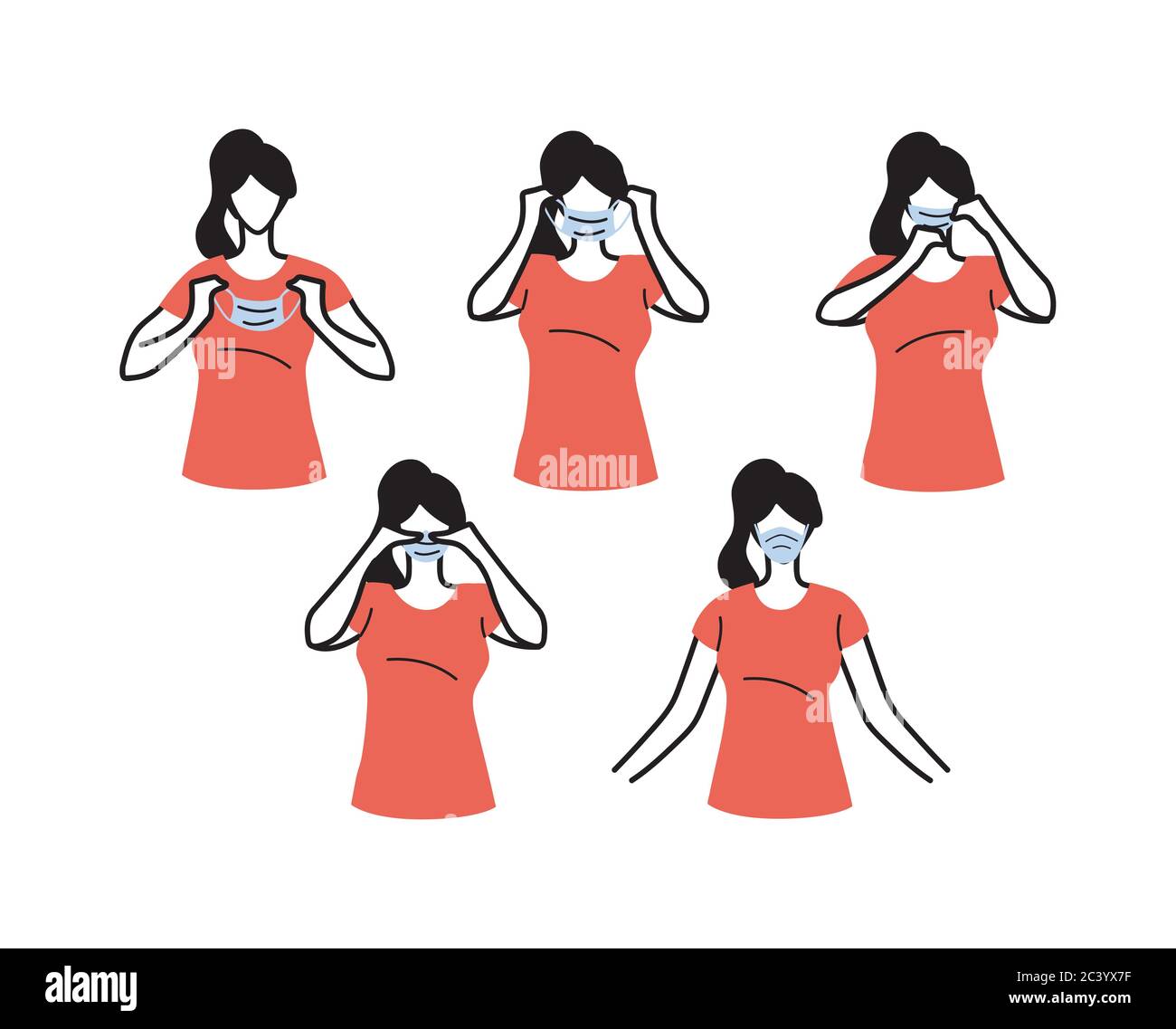 how to wear a mask correct, women presenting the correct method of ...