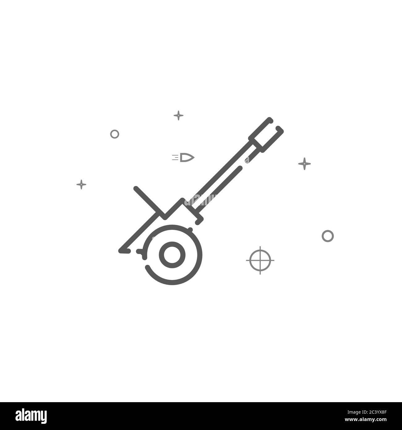 Anti-aircraft gun simple vector line icon. Symbol, pictogram, sign ...
