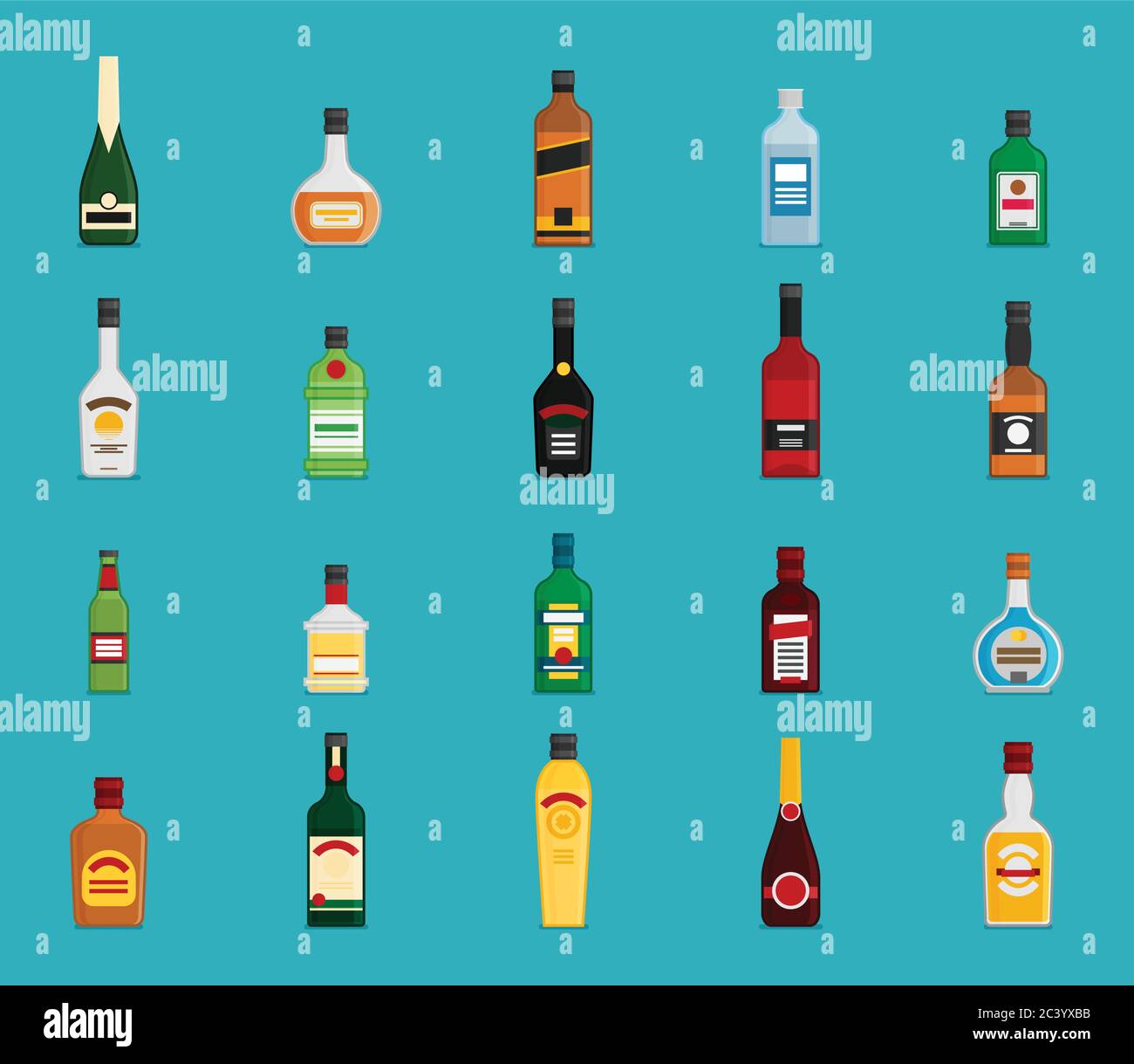Flat vector bottle with alcohol icon set Stock Vector Image & Art - Alamy