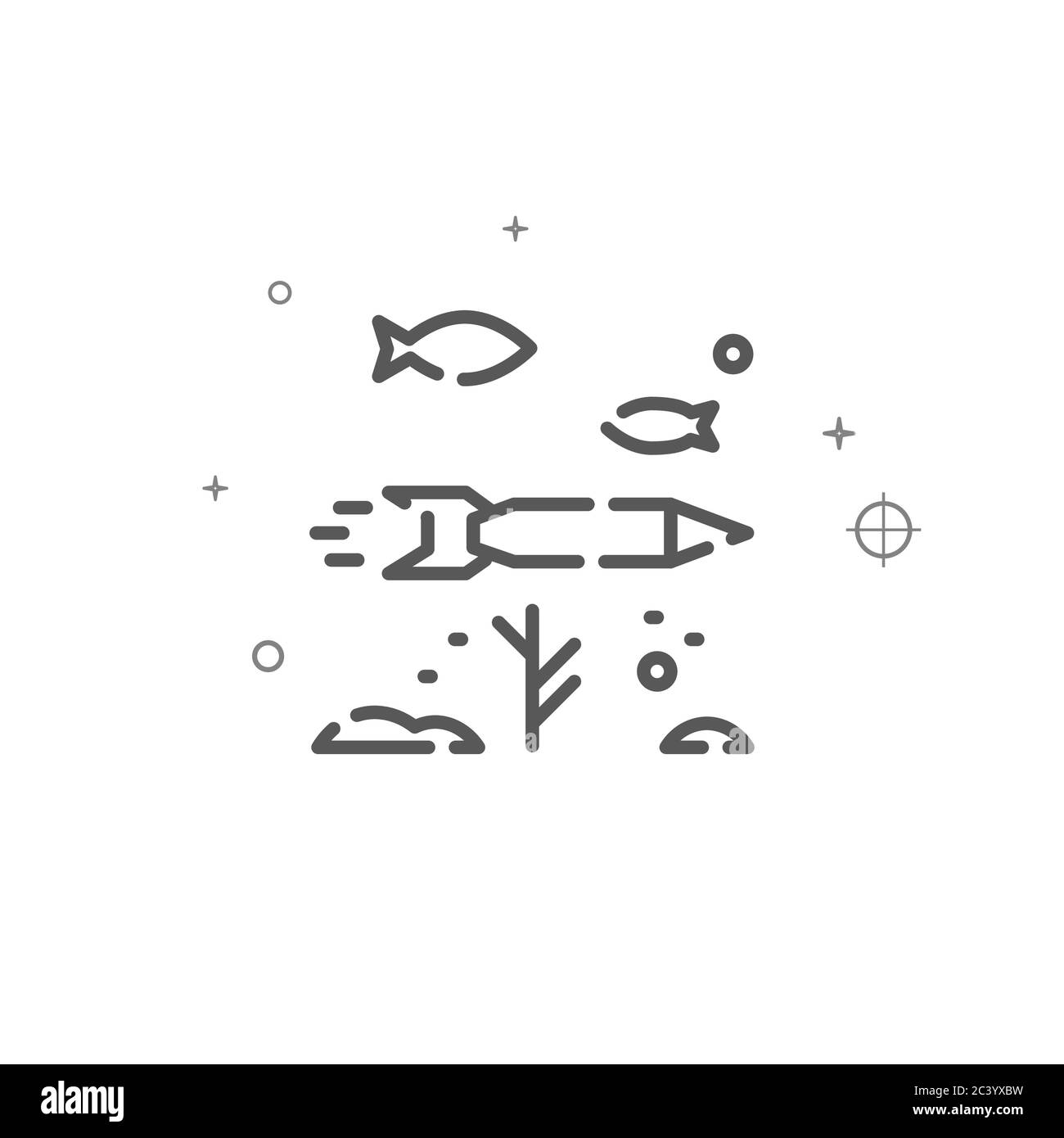 Torpedo under water simple vector line icon. Symbol, pictogram, sign ...