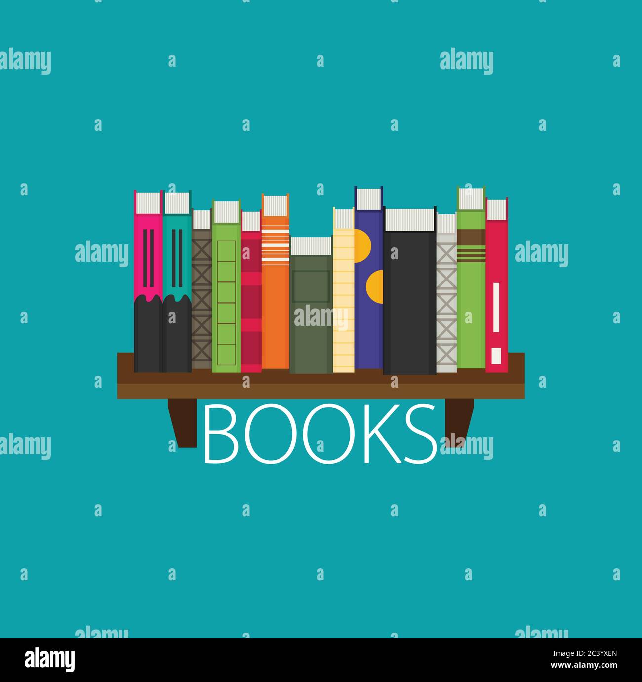 Flat bookshelf. Vector illustration. Modern design Stock Vector Image ...