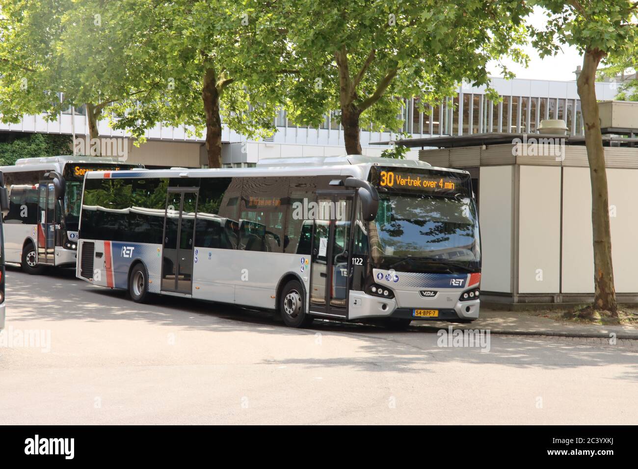 Hybrid city bus of the RET at Rotterdam Alexander station in the ...