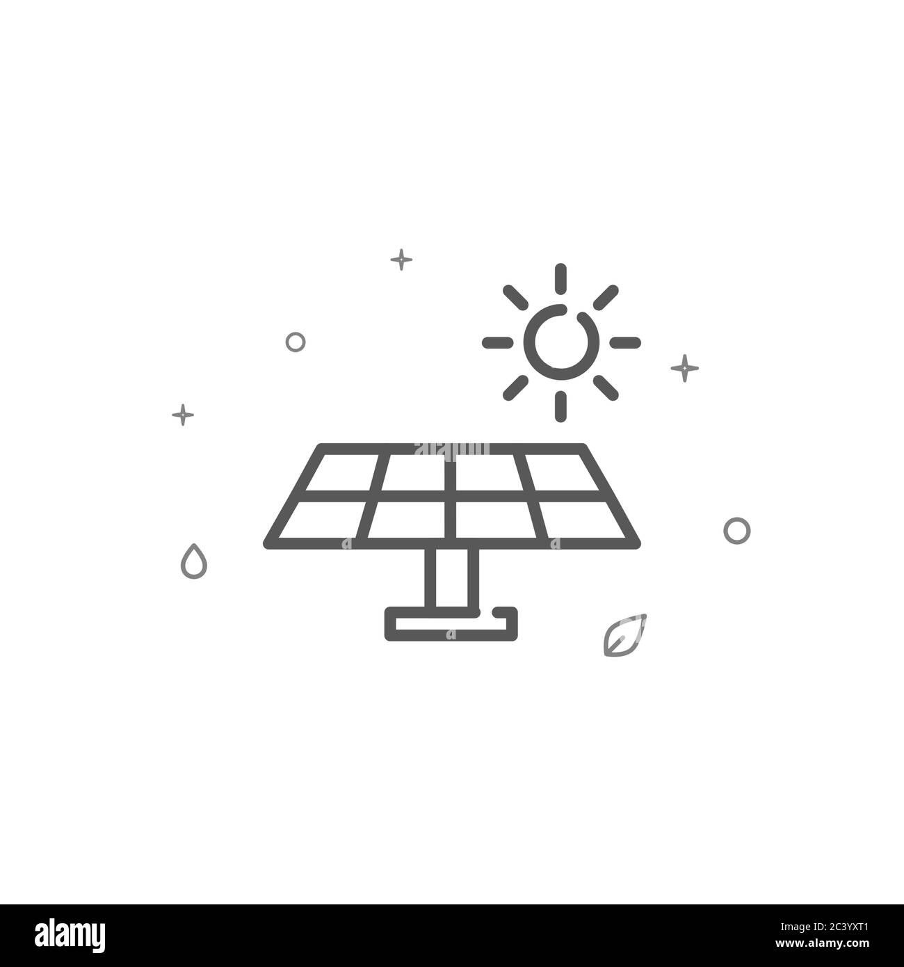 Solar panel simple vector line icon. Environment protection sign. Light ...