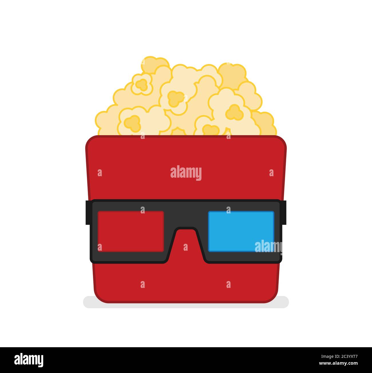 3D glasses and big popcorn flat vector Stock Vector Image & Art - Alamy