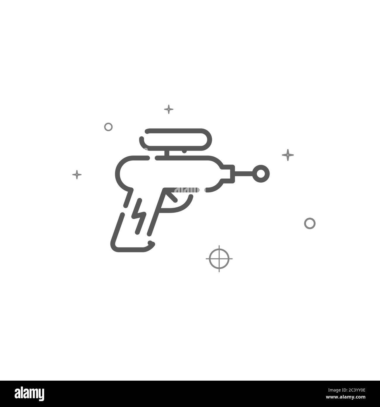 Blaster, beam gun simple vector line icon. Symbol, pictogram, sign ...