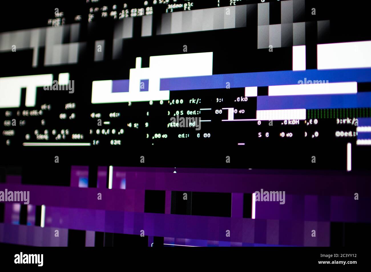 Operating system stalled after a memory overload. Presence of purple ...