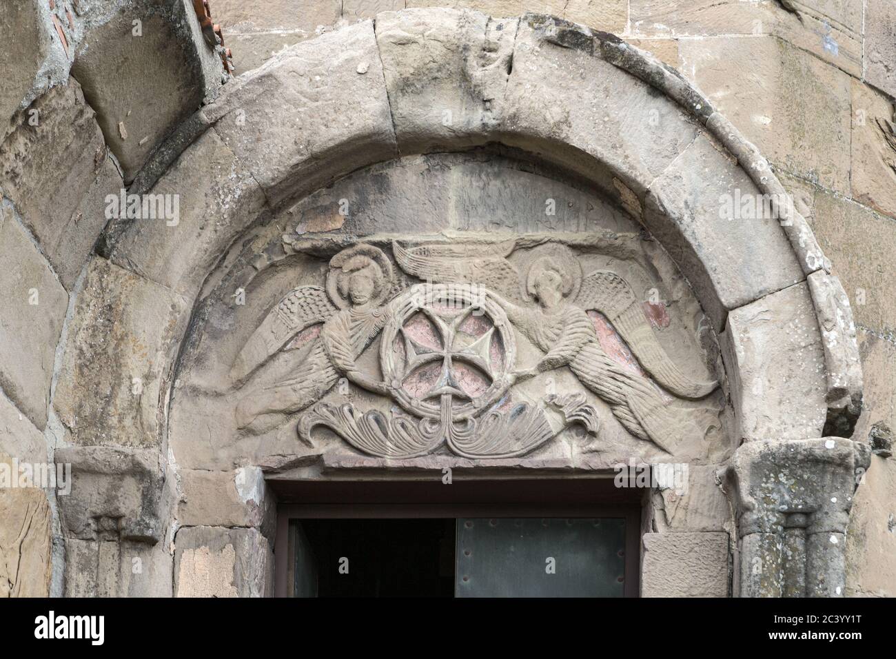 Ascension of the Cross, bas-relief, above doorway, Jvari (monastery) or ...