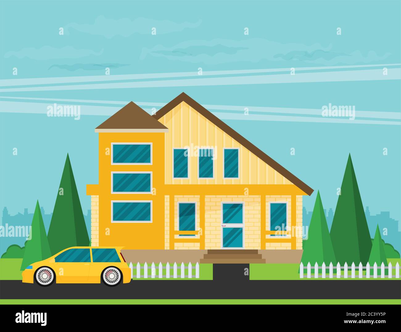 Flat Residential House. Vector illustration Stock Vector Image & Art ...