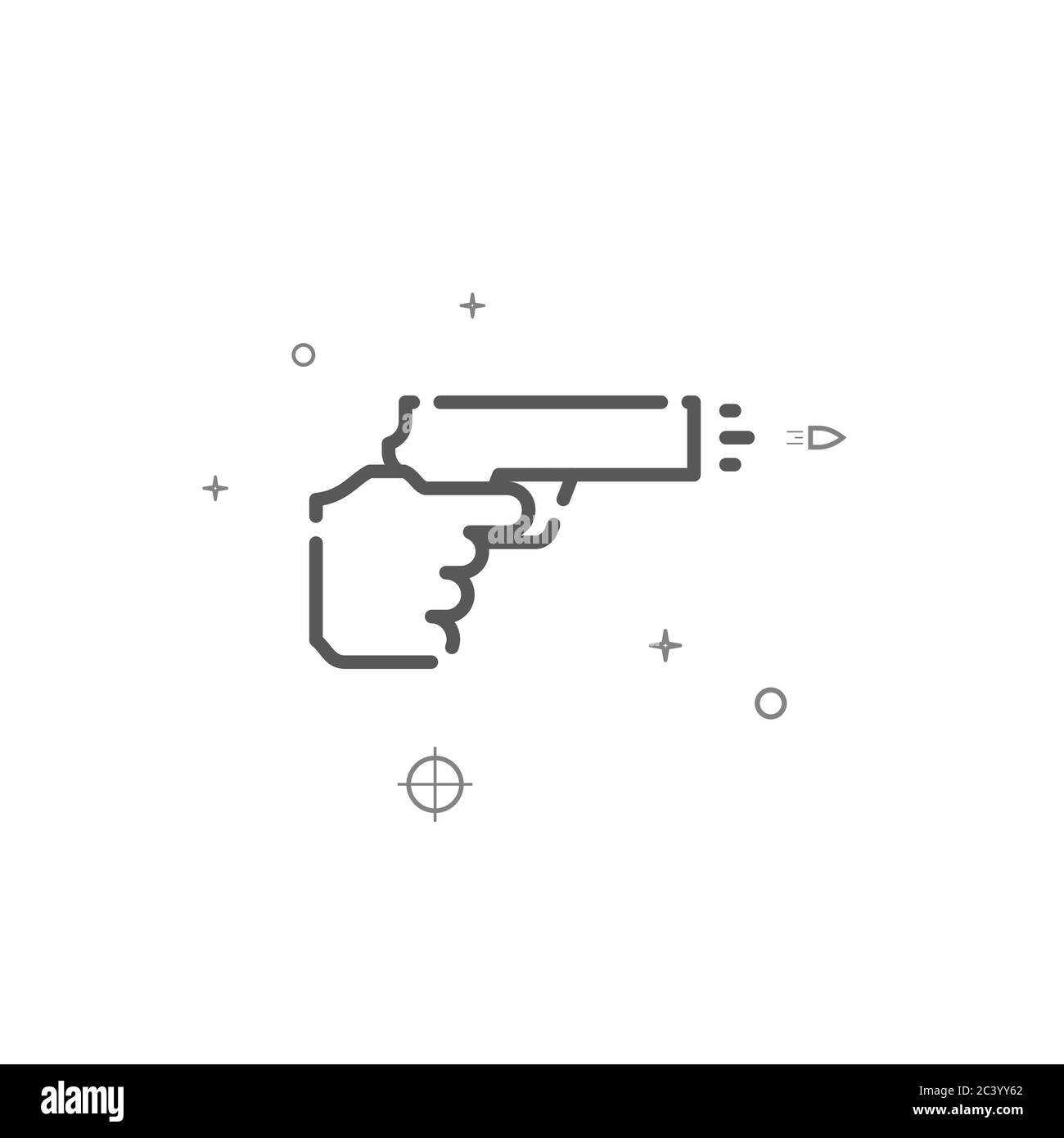 Hand with a gun simple vector line icon. Weapons symbol, pictogram ...