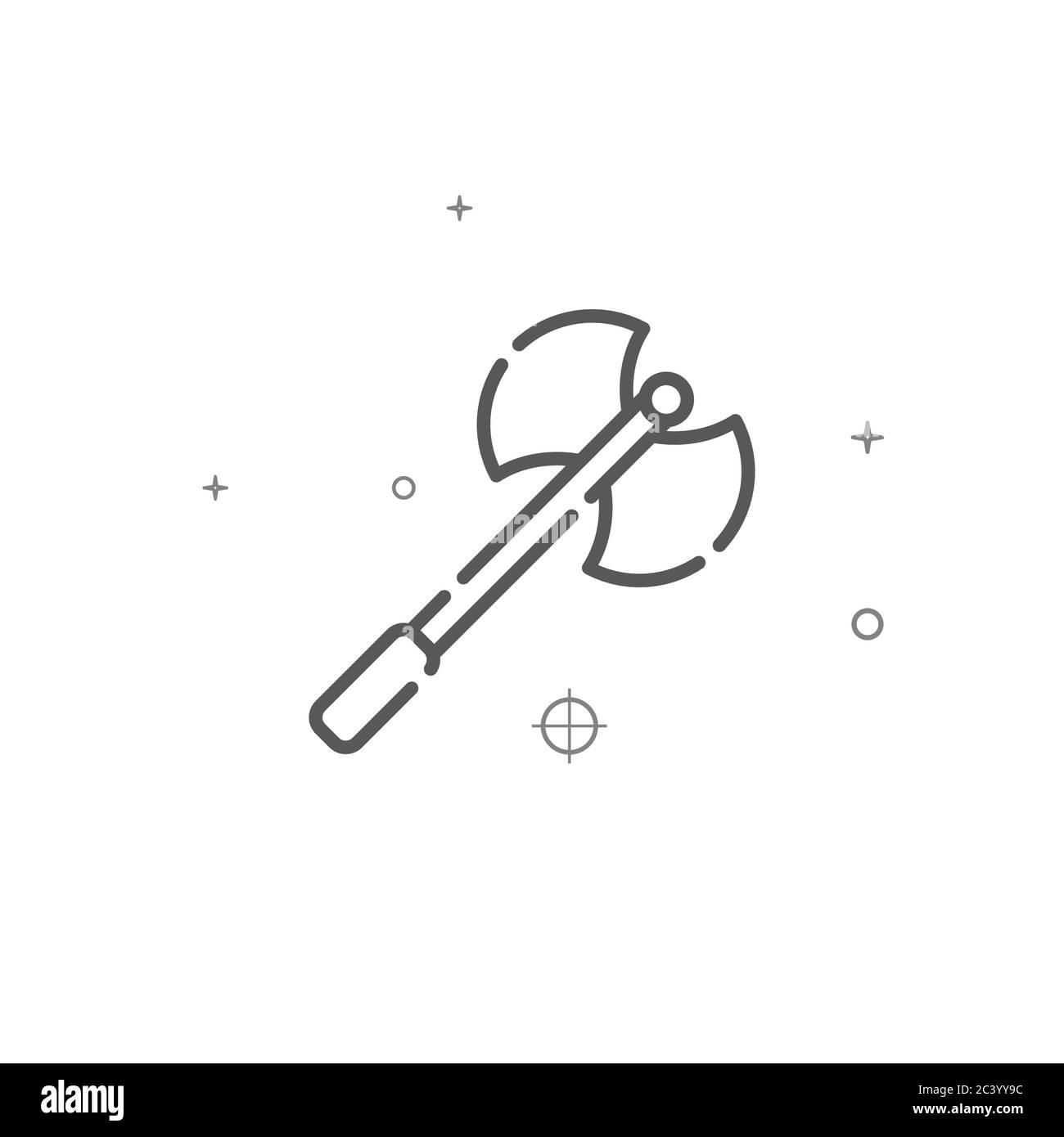 Double ax simple vector line icon. Weapons symbol, pictogram, sign ...