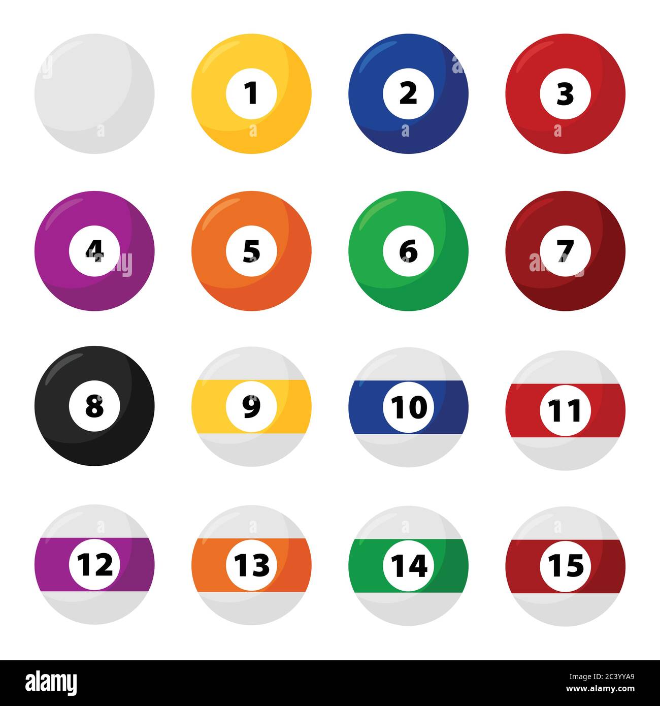 Complete Billiard Balls in flat vector set Stock Vector Image & Art - Alamy