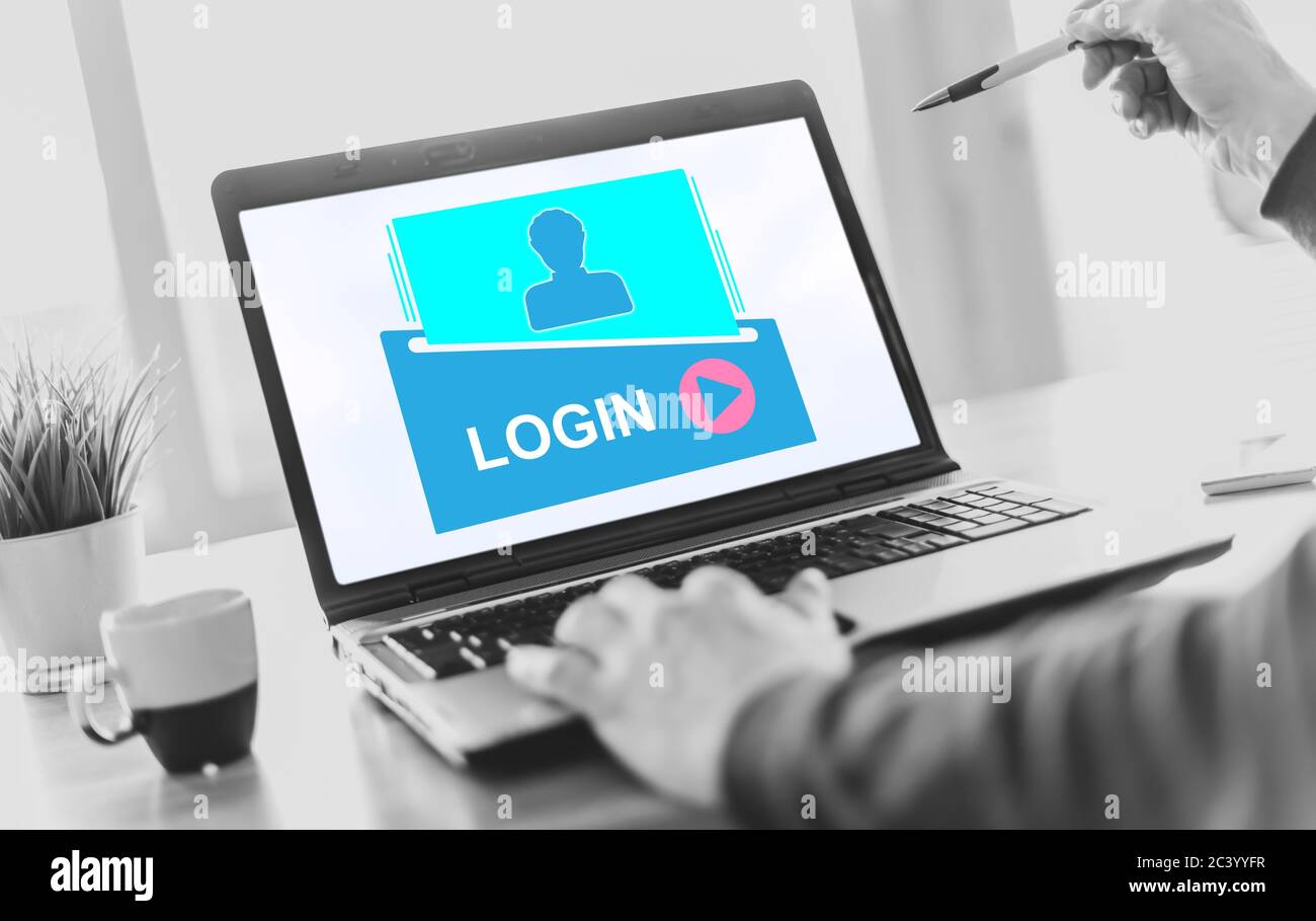 Laptop screen displaying a login concept Stock Photo - Alamy