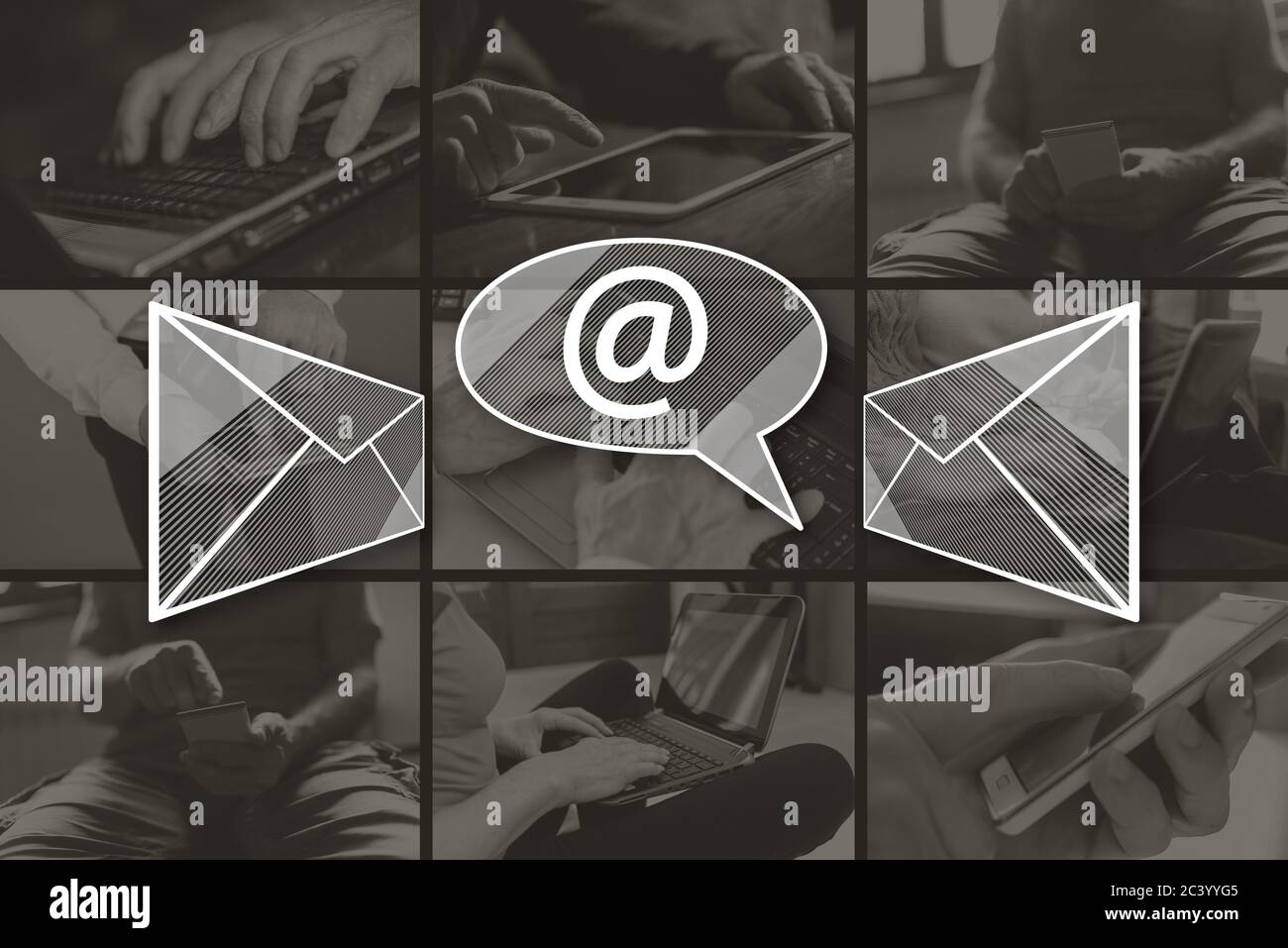 Email concept illustrated by pictures on background Stock Photo - Alamy