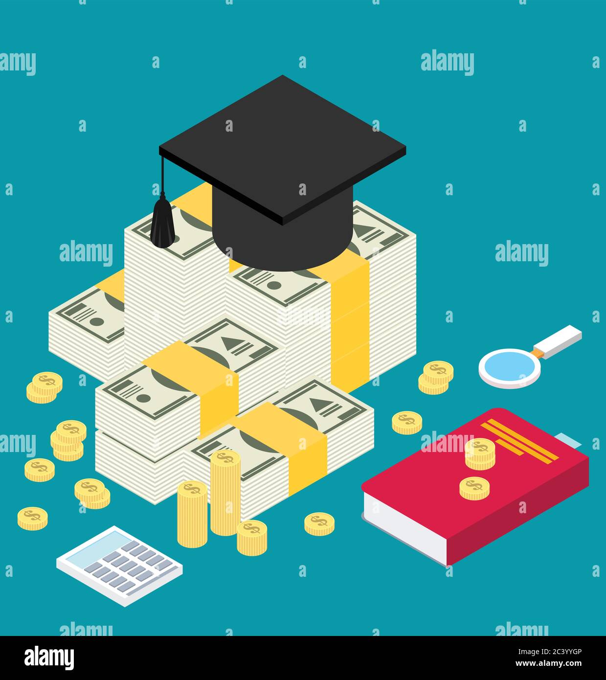 Isometric Vector invest in education concept in flat style Stock Vector ...