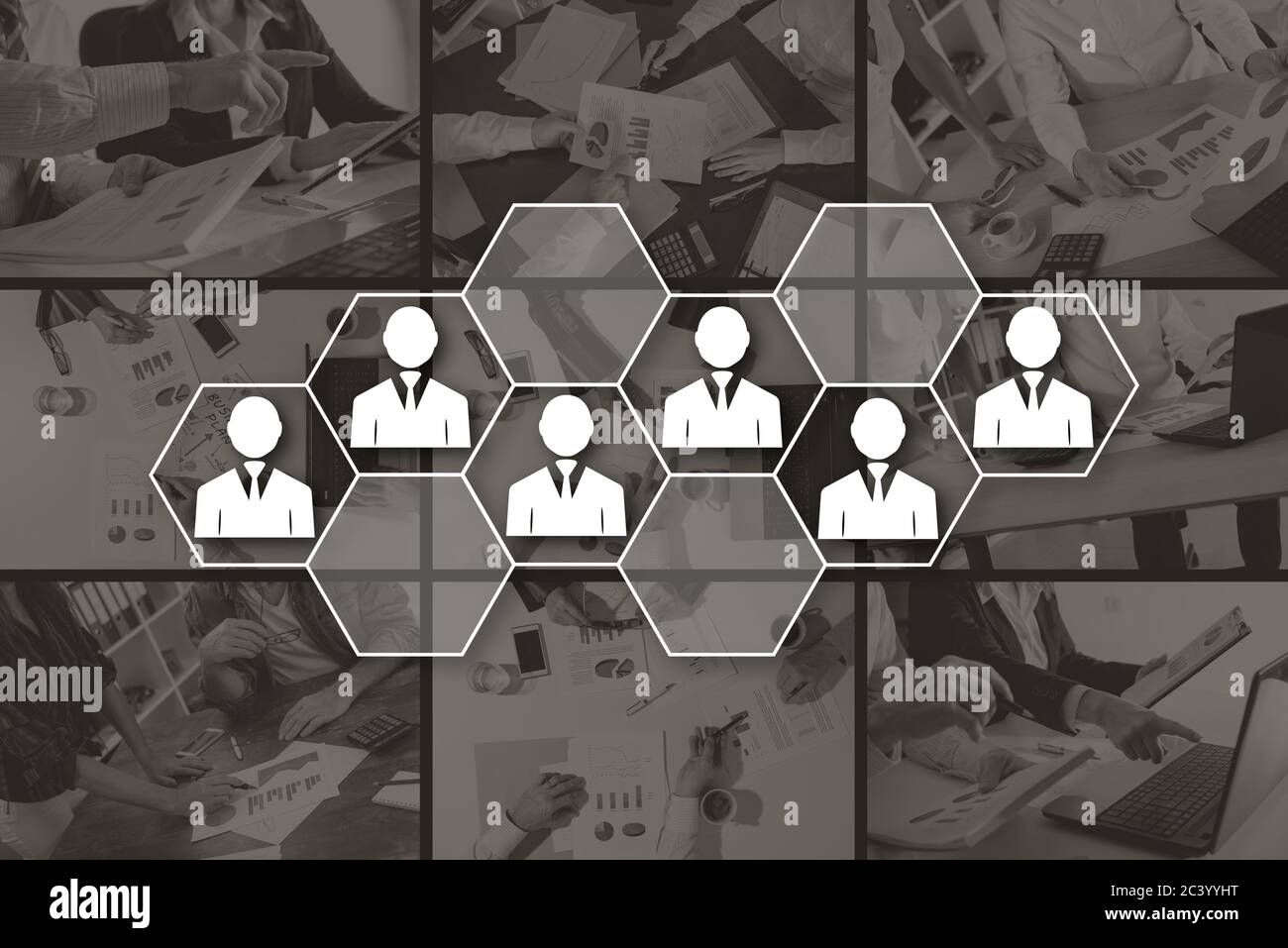 Team concept illustrated by pictures on background Stock Photo - Alamy