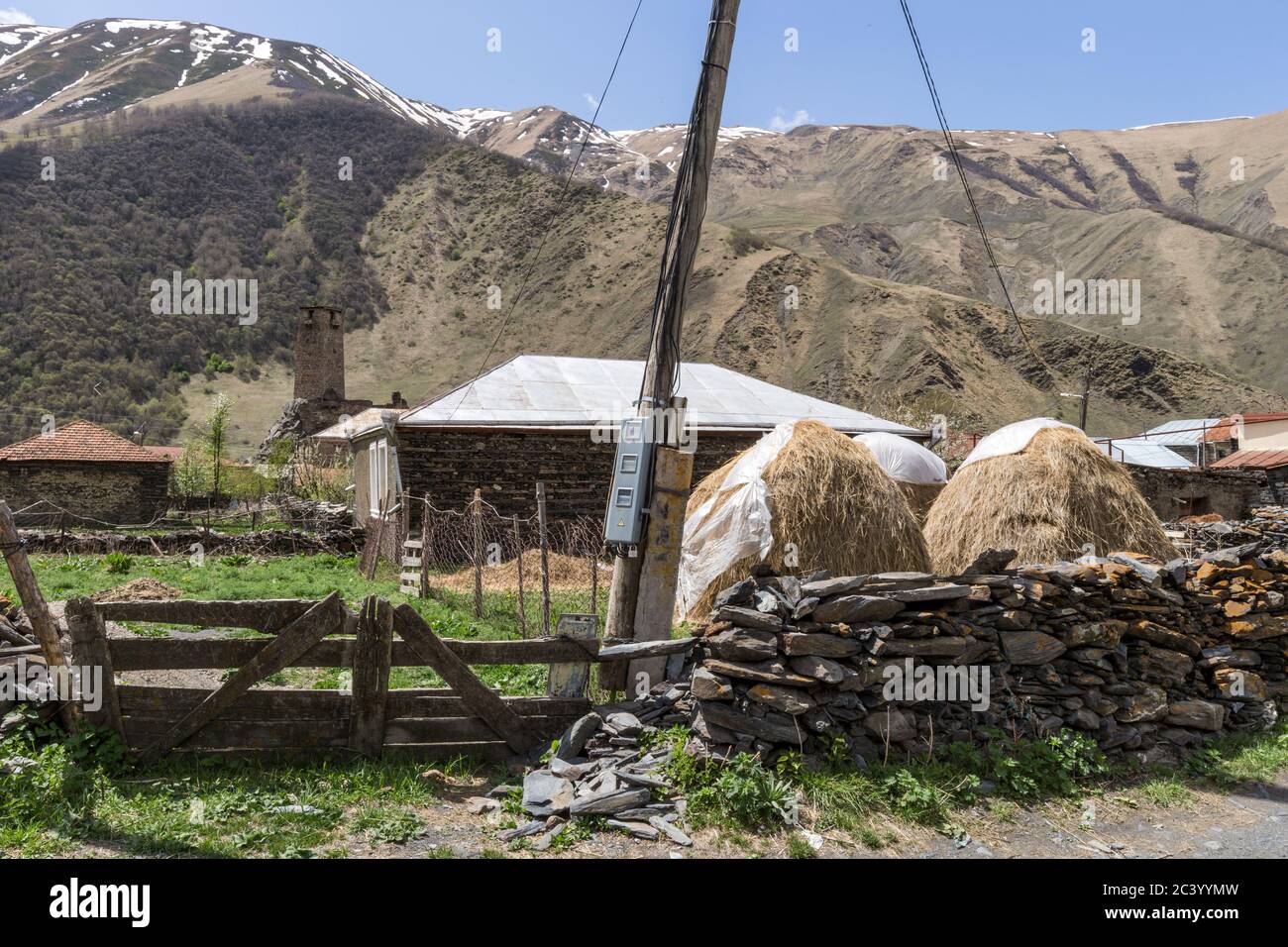 Juta Village in Sno Valley with Sno Fortress in background, Georgia ...