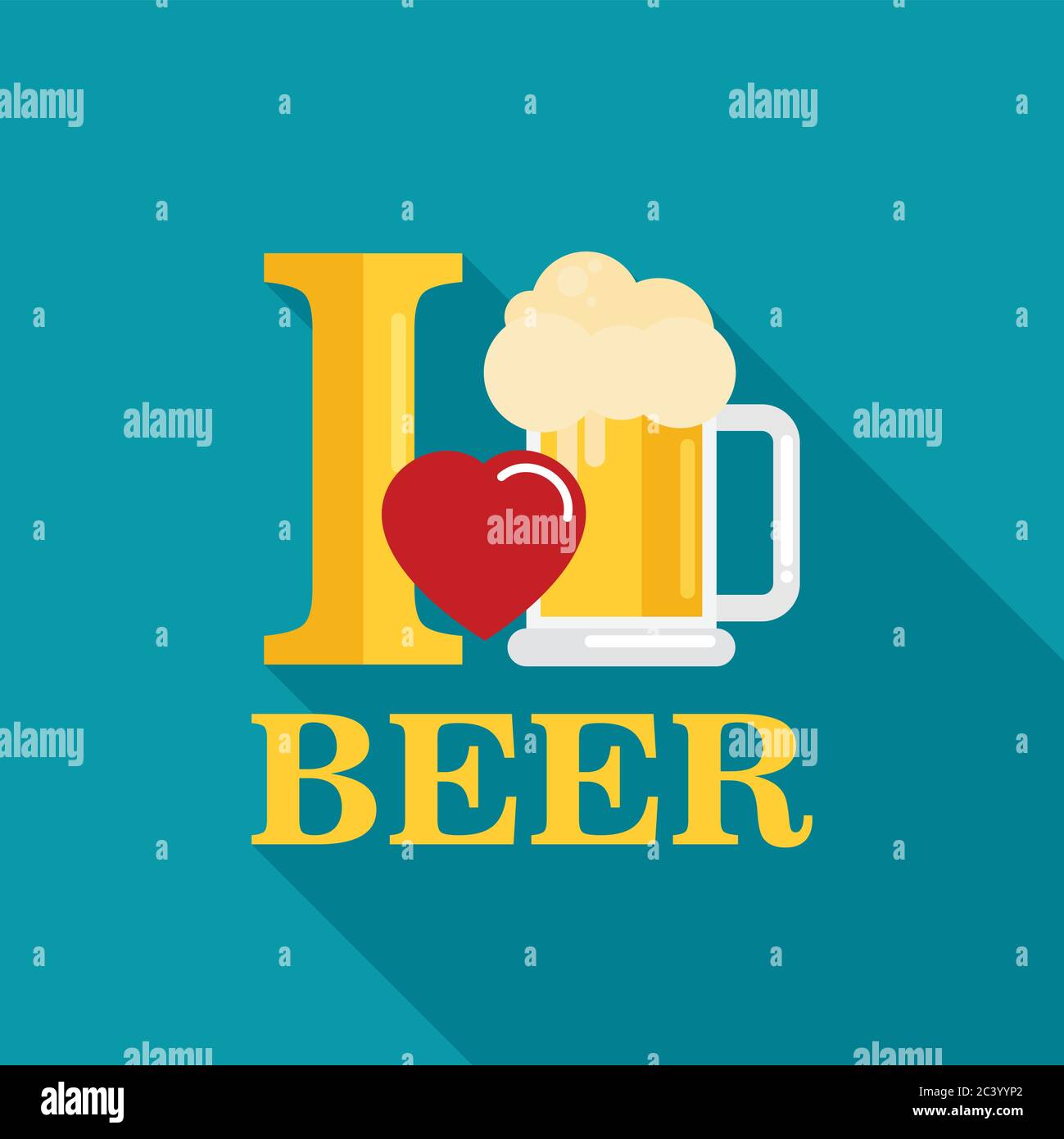 I love beer. Vector illustration. Flat design style Stock Vector Image ...