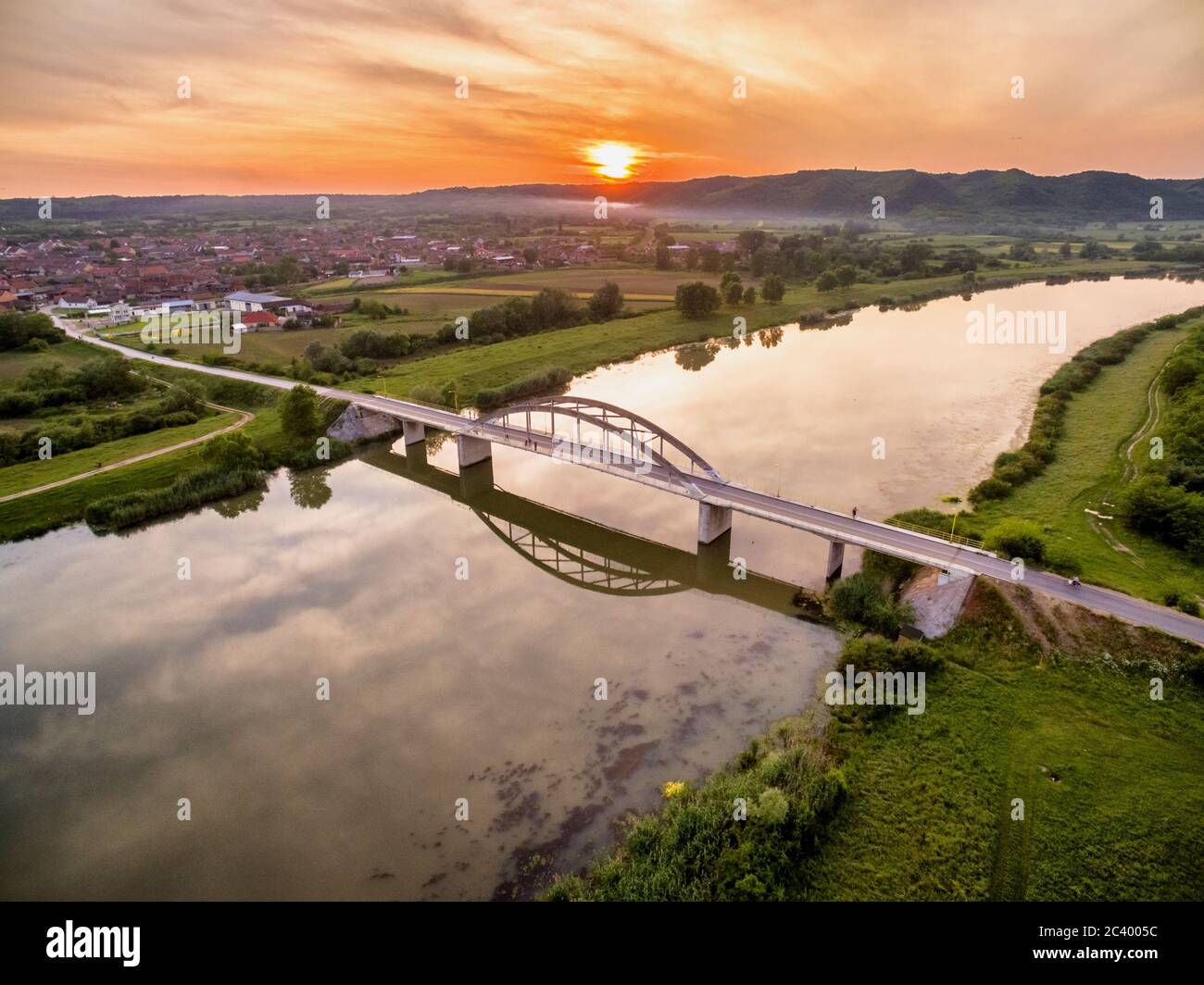 Aero photo od Road Bridge Across The River Stock Photo - Alamy