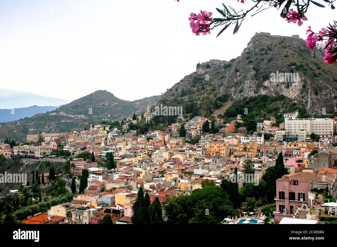Panoramic view of the city of taormina hi-res stock photography and ...