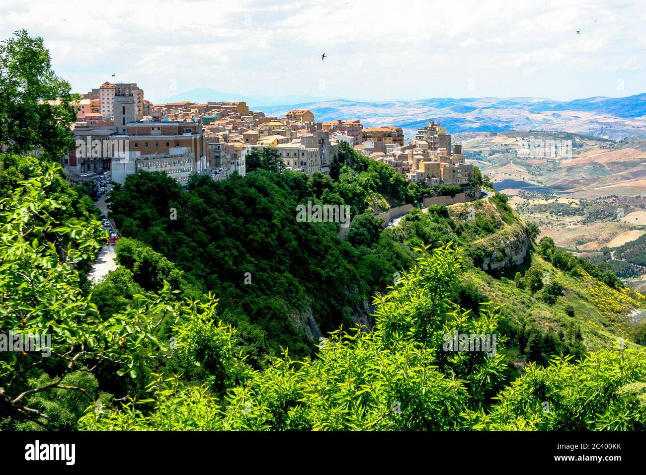 View of the city of Enna, in the central area of the island of Sicily ...