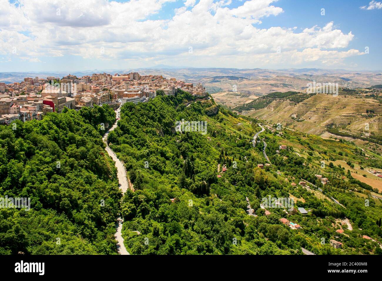 View of the city of Enna, in the central area of the island of Sicily ...