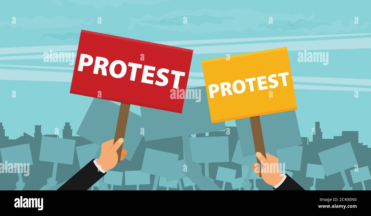 Hand holding protest sign flat illustration Stock Vector Image & Art ...