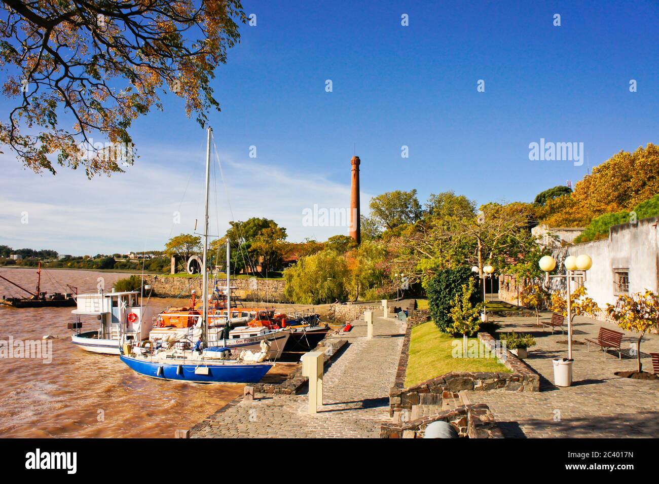 Old city street view Colonia del Sacramento, Uruguay, South America ...