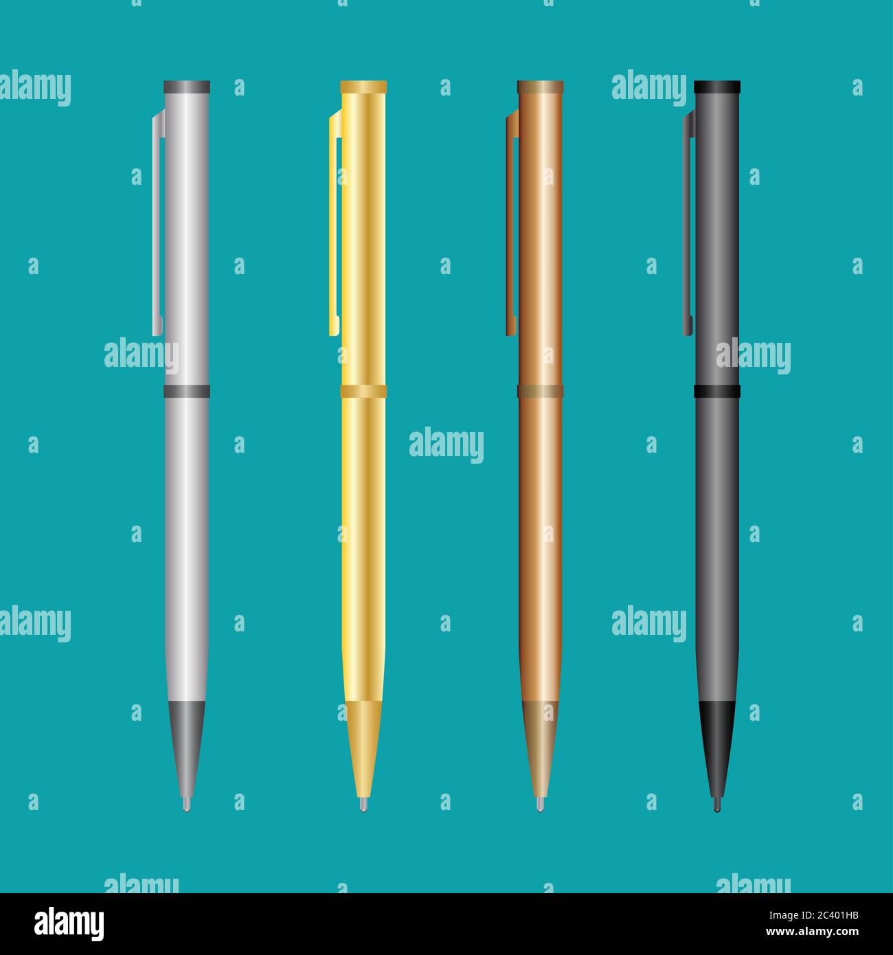 Metal pen set mockup. Realistic illustration Stock Vector Image & Art ...