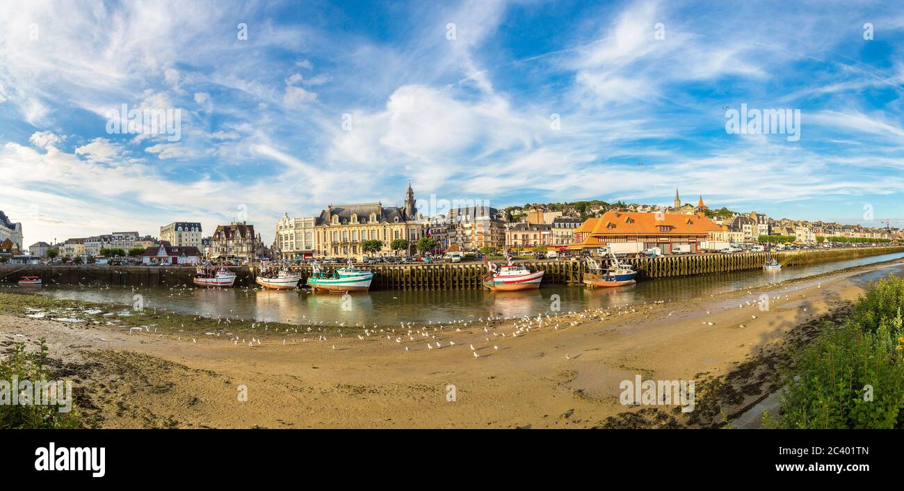 Panorama of Trouville and Touques river in a beautiful summer day ...