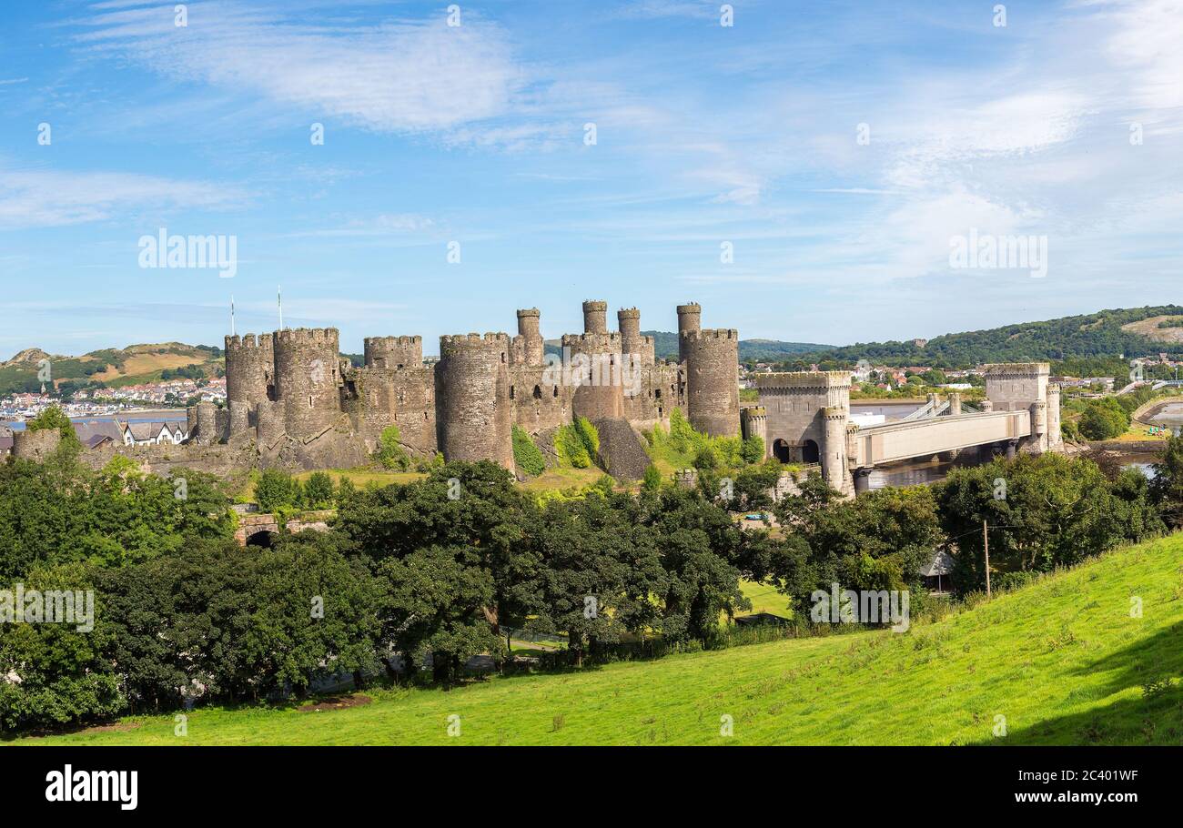 Conwy Castle in Wales in a beautiful summer day, England, United ...