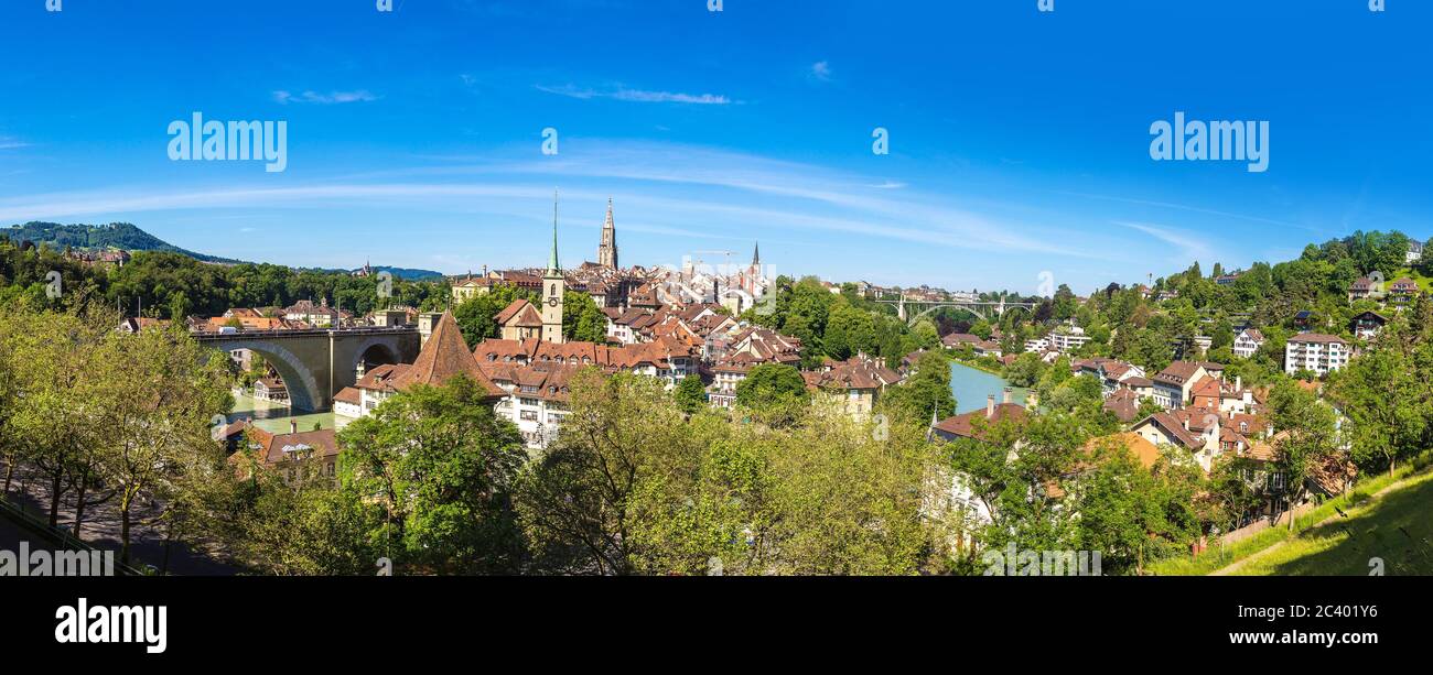 Panoramic view of Bern in a beautiful summer day, Switzerland Stock ...
