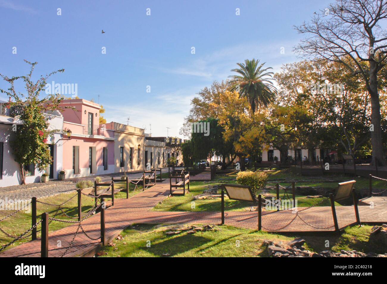 Old city street view Colonia del Sacramento, Uruguay, South America ...