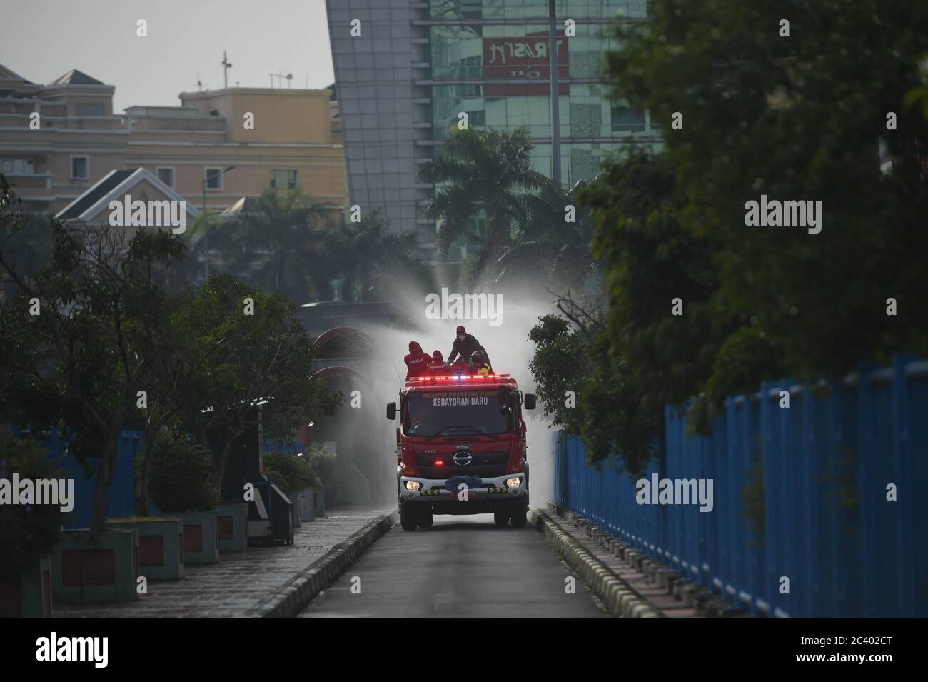 Jakarta, Indonesia. 23rd June, 2020. Indonesian firefighters conduct ...