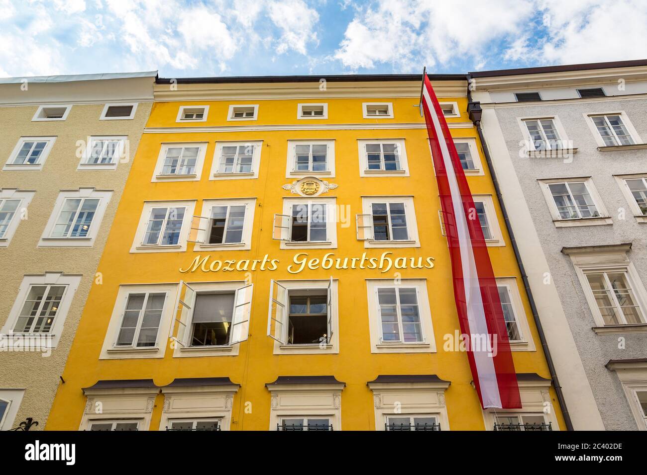 The birthplace of Wolfgang Amadeus Mozart in Salzburg in a beautiful ...