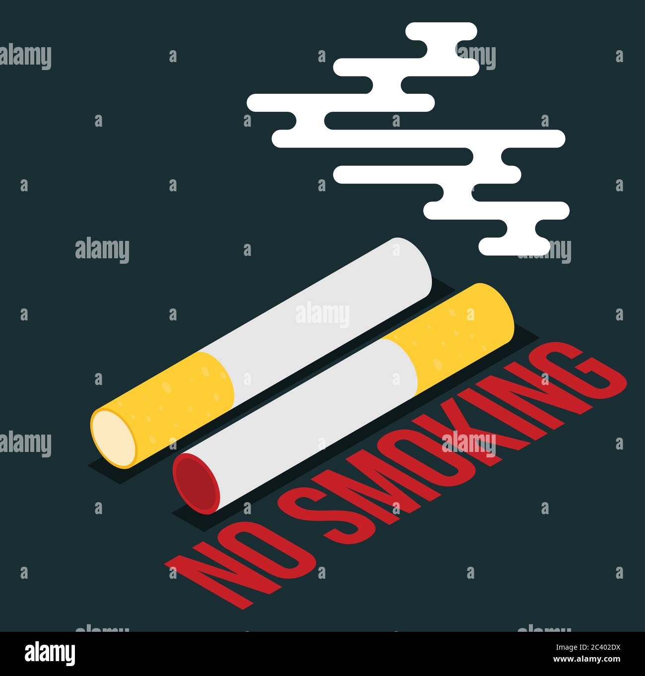 Flat colored illustration with prohibition of Smoking nicotine ...