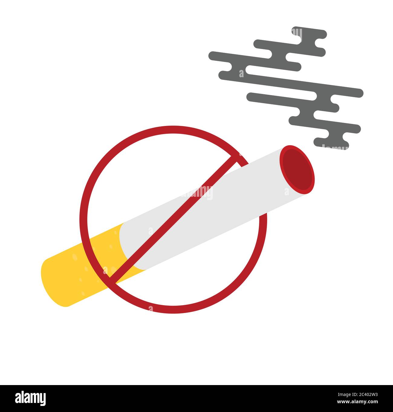 Flat colored illustration with prohibition of Smoking nicotine ...