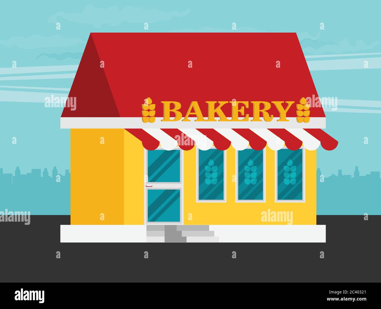 Bakery shop window exterior Stock Vector Images - Alamy