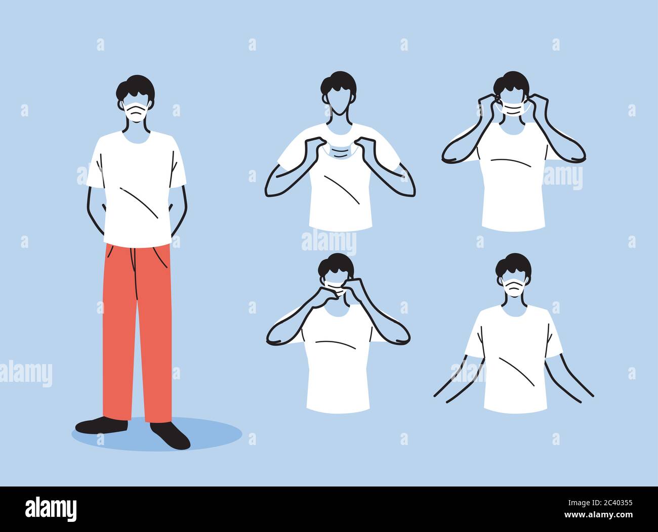 how to wear a mask correct, men presenting the correct method of ...