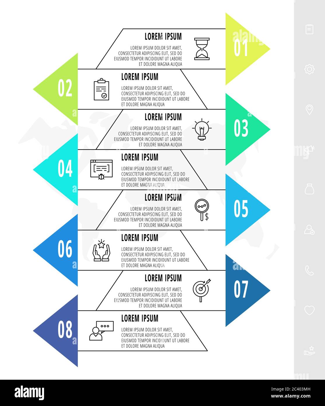 Infographics with 8 elements with arrows. Vector concept of eight ...