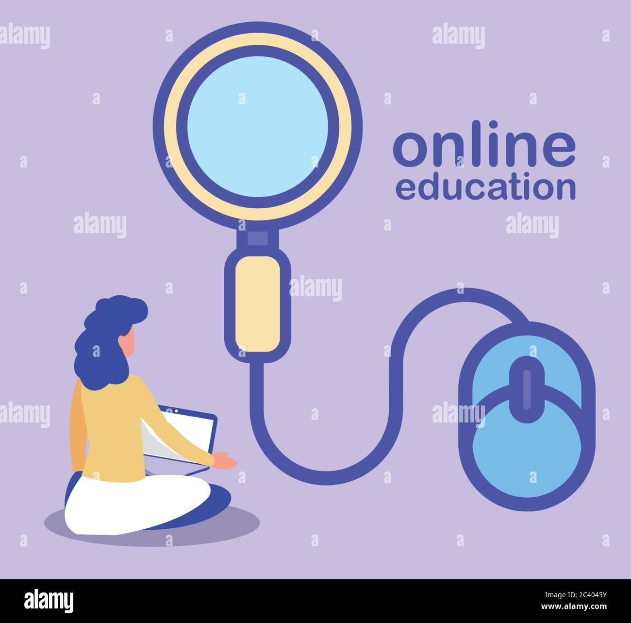 woman with laptop, online education, training or learning vector ...