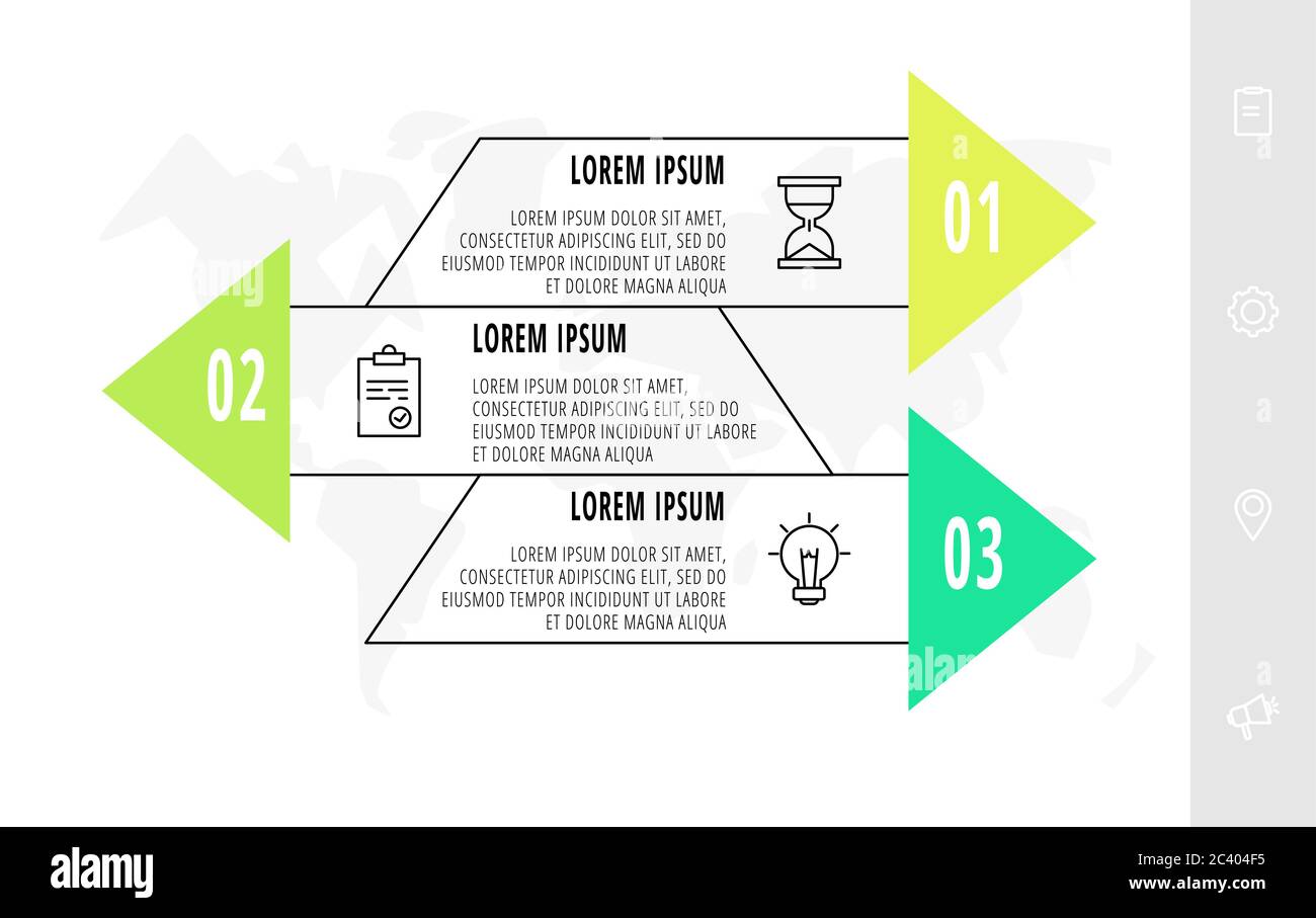 Infographics with 3 elements with arrows. Vector concept of three ...