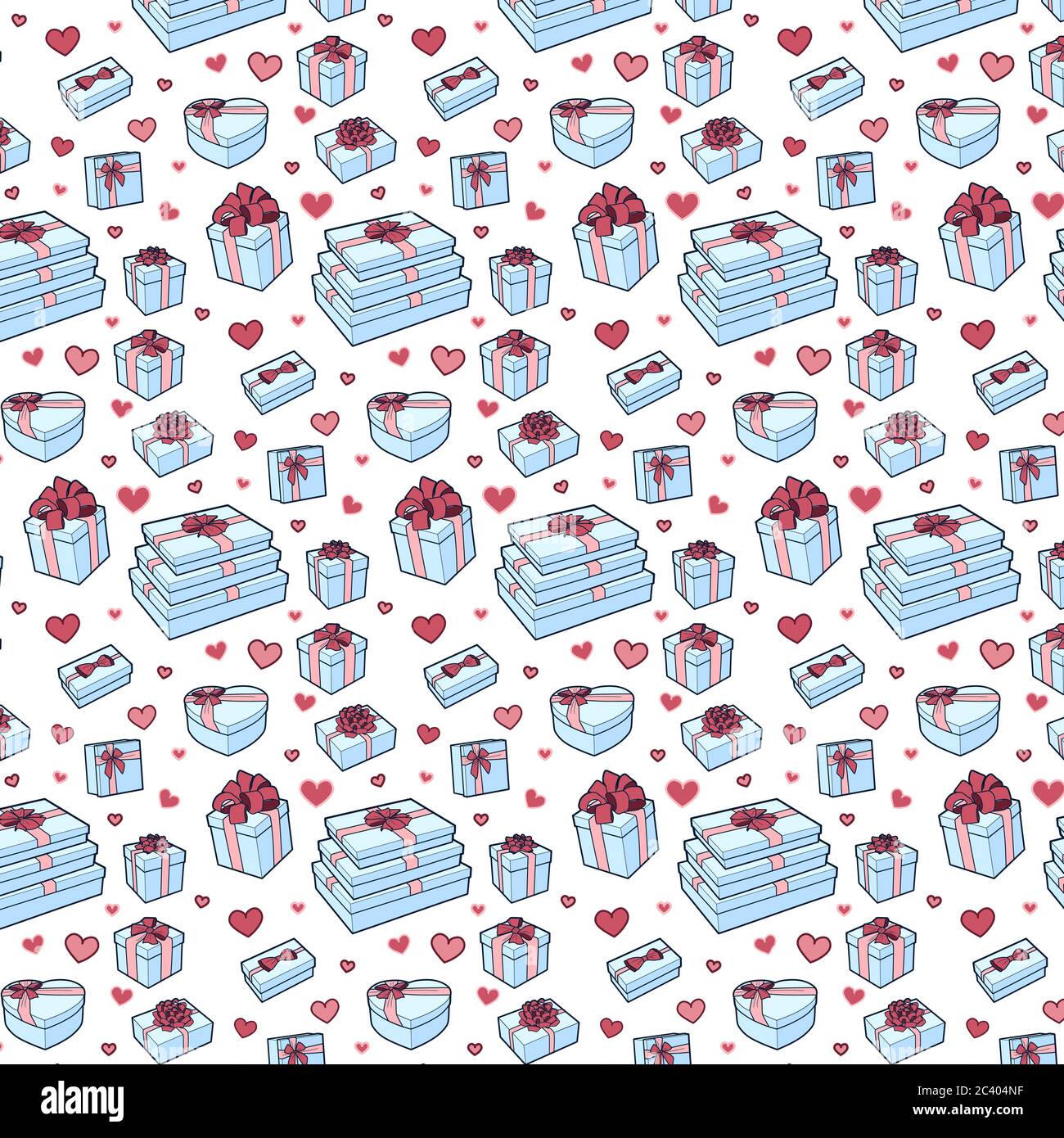 Vector seamless pattern. Gift box collection with bows and ribbons ...