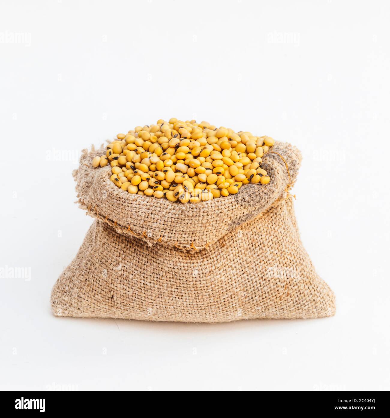 Large group of soybeans in a canvas sack. Isolated on white Stock Photo ...